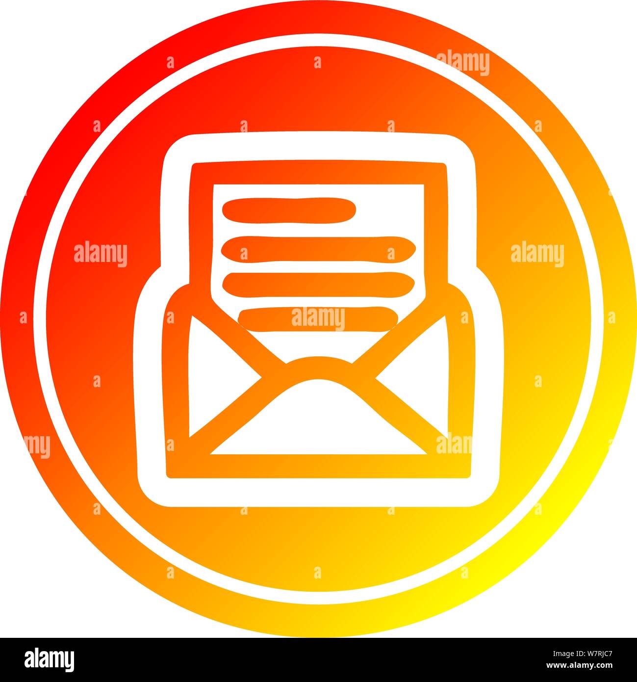 envelope letter circular icon with warm gradient finish Stock Vector ...