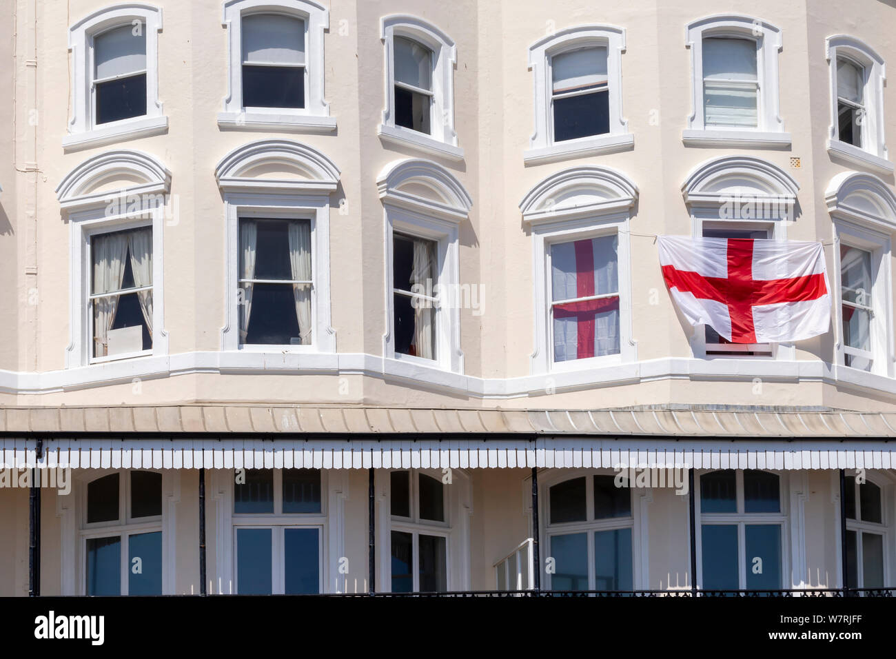 english flag in window Stock Photo - Alamy