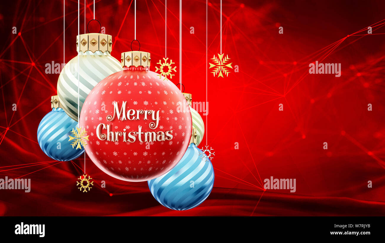 Christmas baubles with merry christmas text. 3D illustration Stock ...