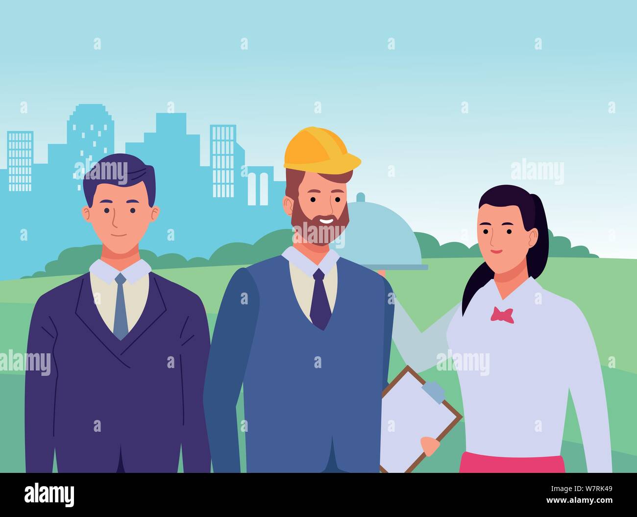 Professionals workers characters smiling cartoons Stock Vector Image ...