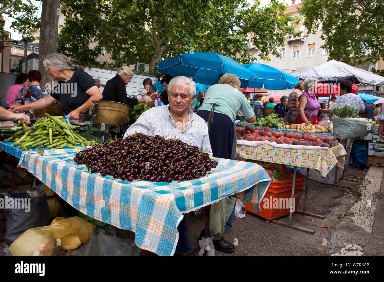 Fruit and vegetable market of Split, Croatia, Adriatic Sea ...