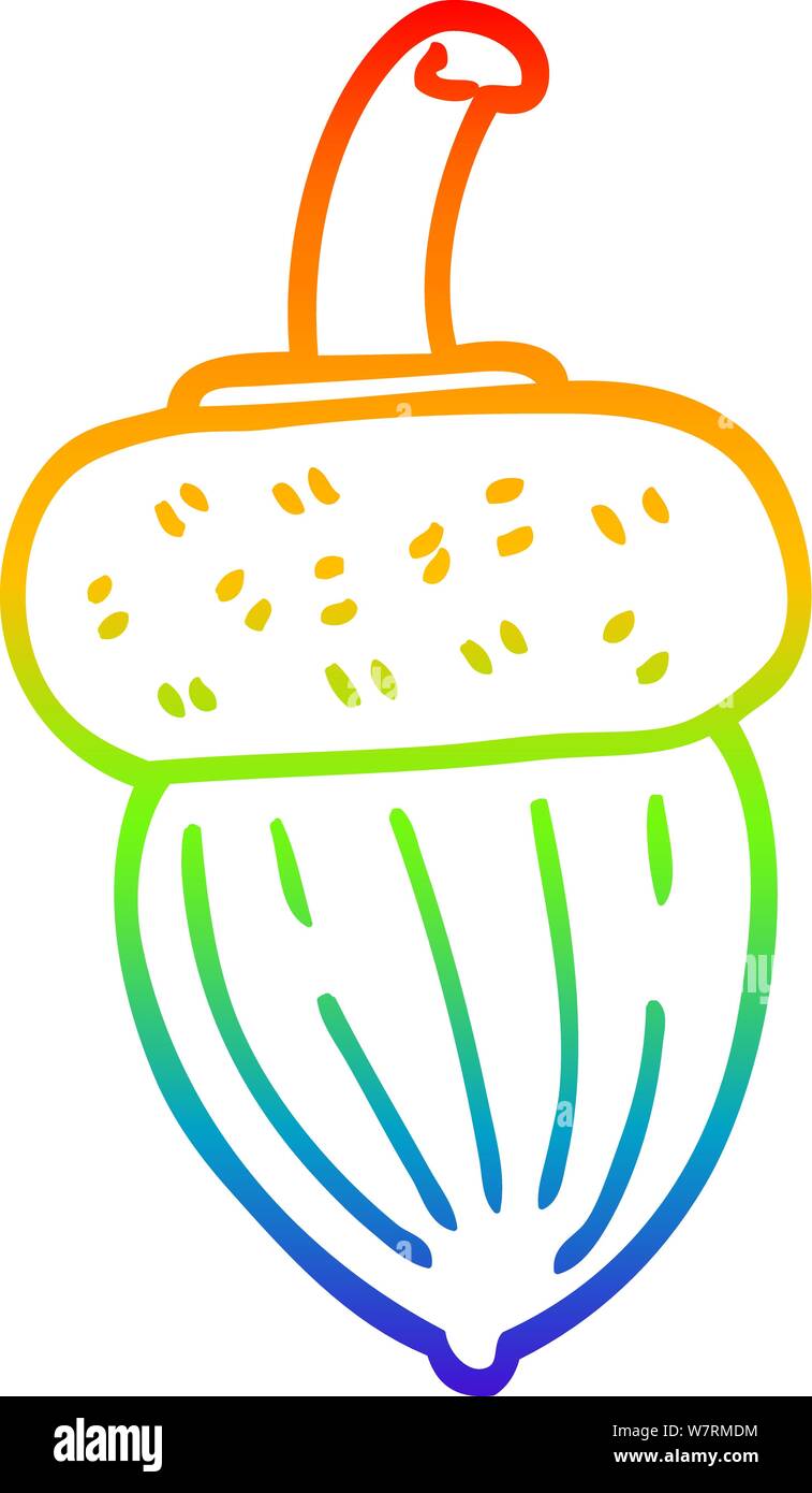 rainbow gradient line drawing of a cartoon acorn Stock Vector Image ...