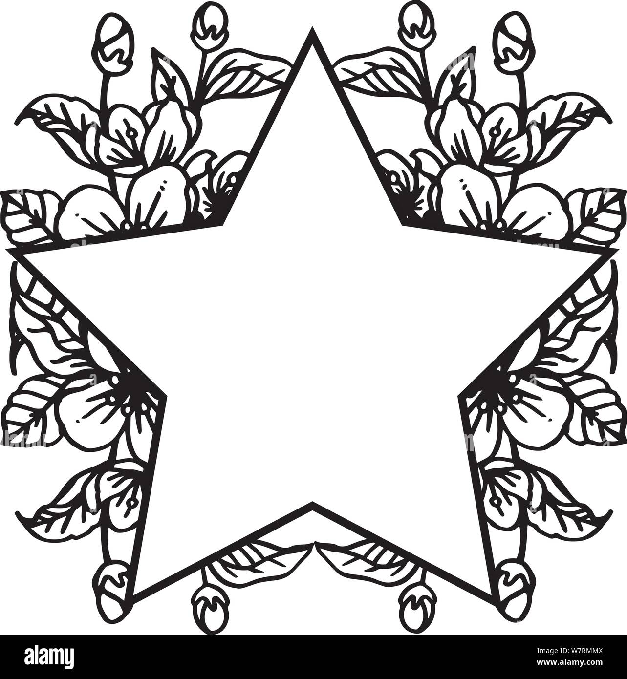 Frame drawing and sketch flower, for modern greeting card. Vector ...