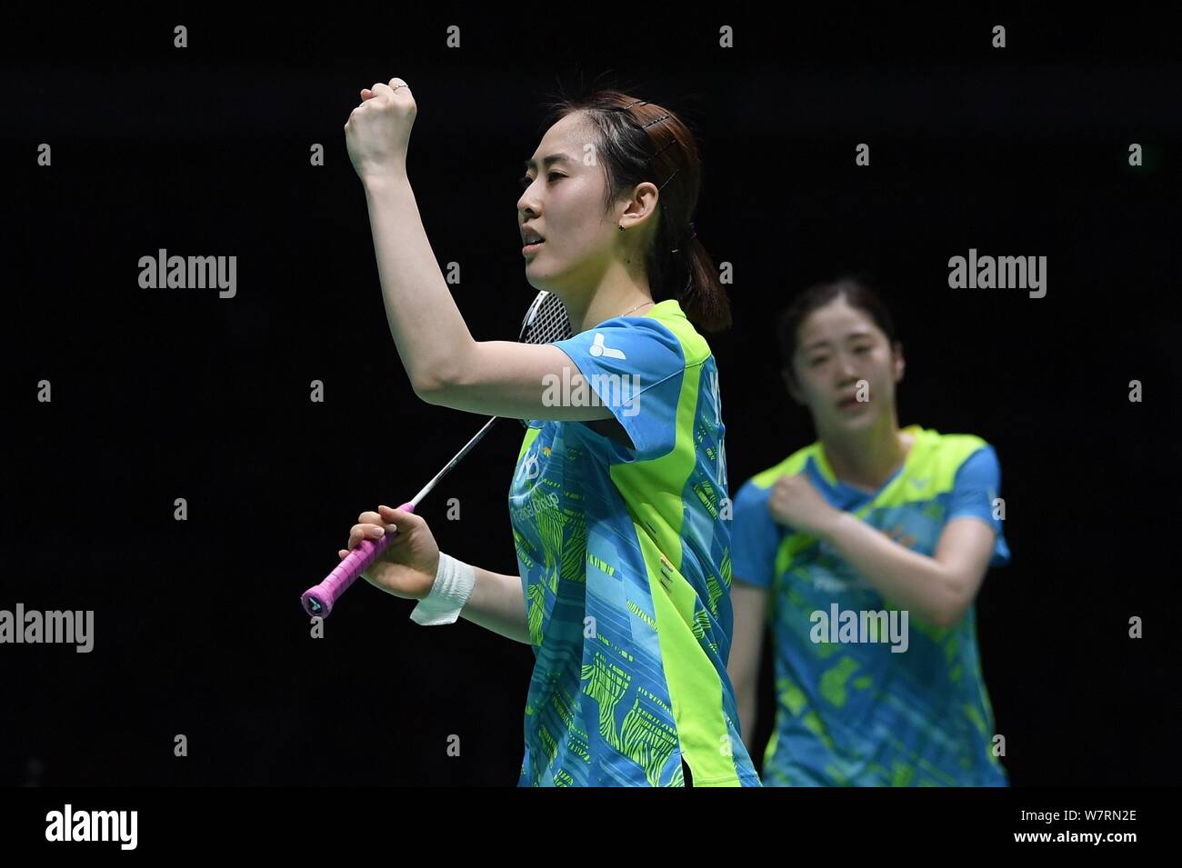 Yoo Hae-won, left, of South Korea reacts as she and Kim Hye-rin, back ...