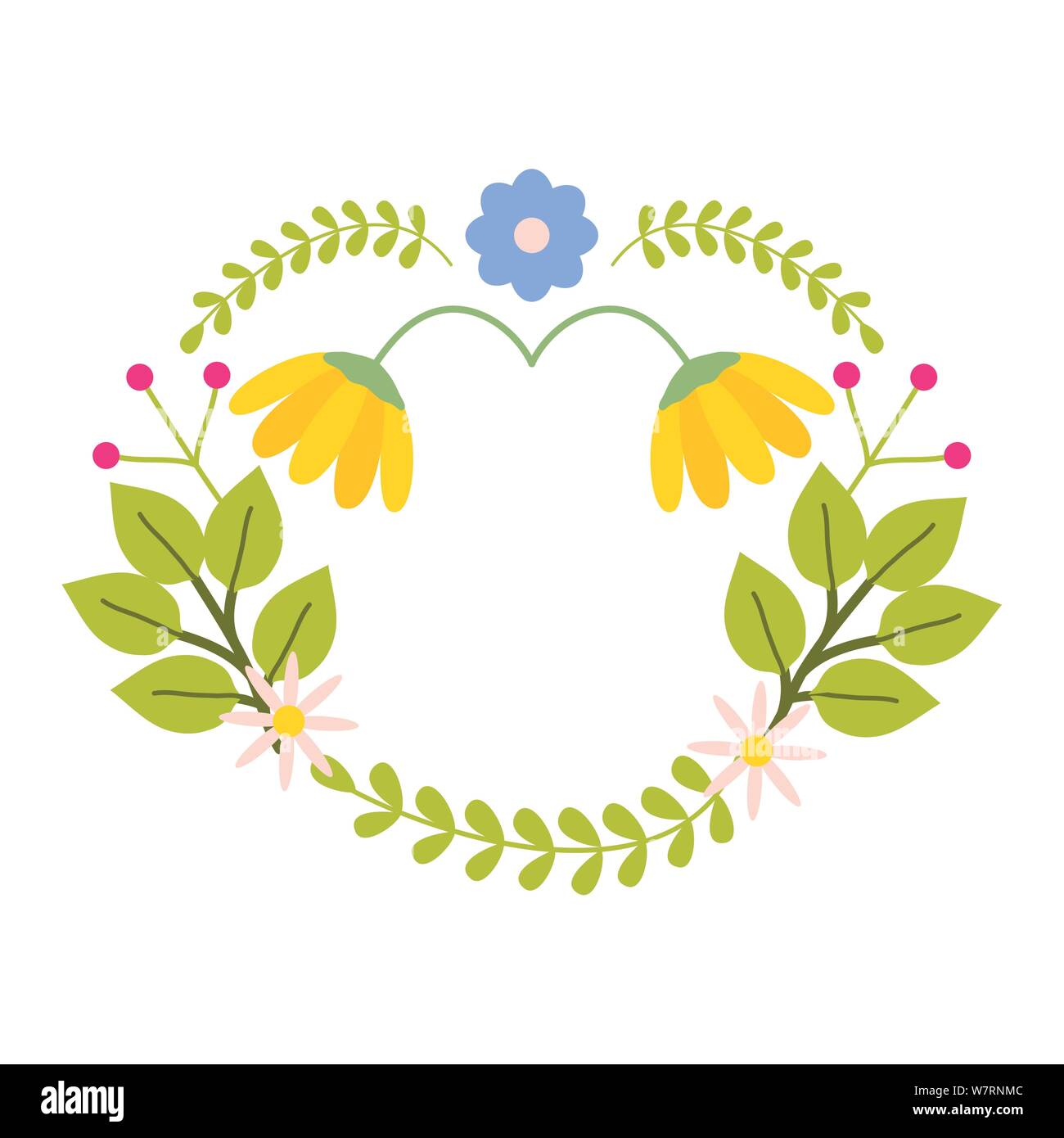 flowers garden plants circular frame vector illustration design Stock ...