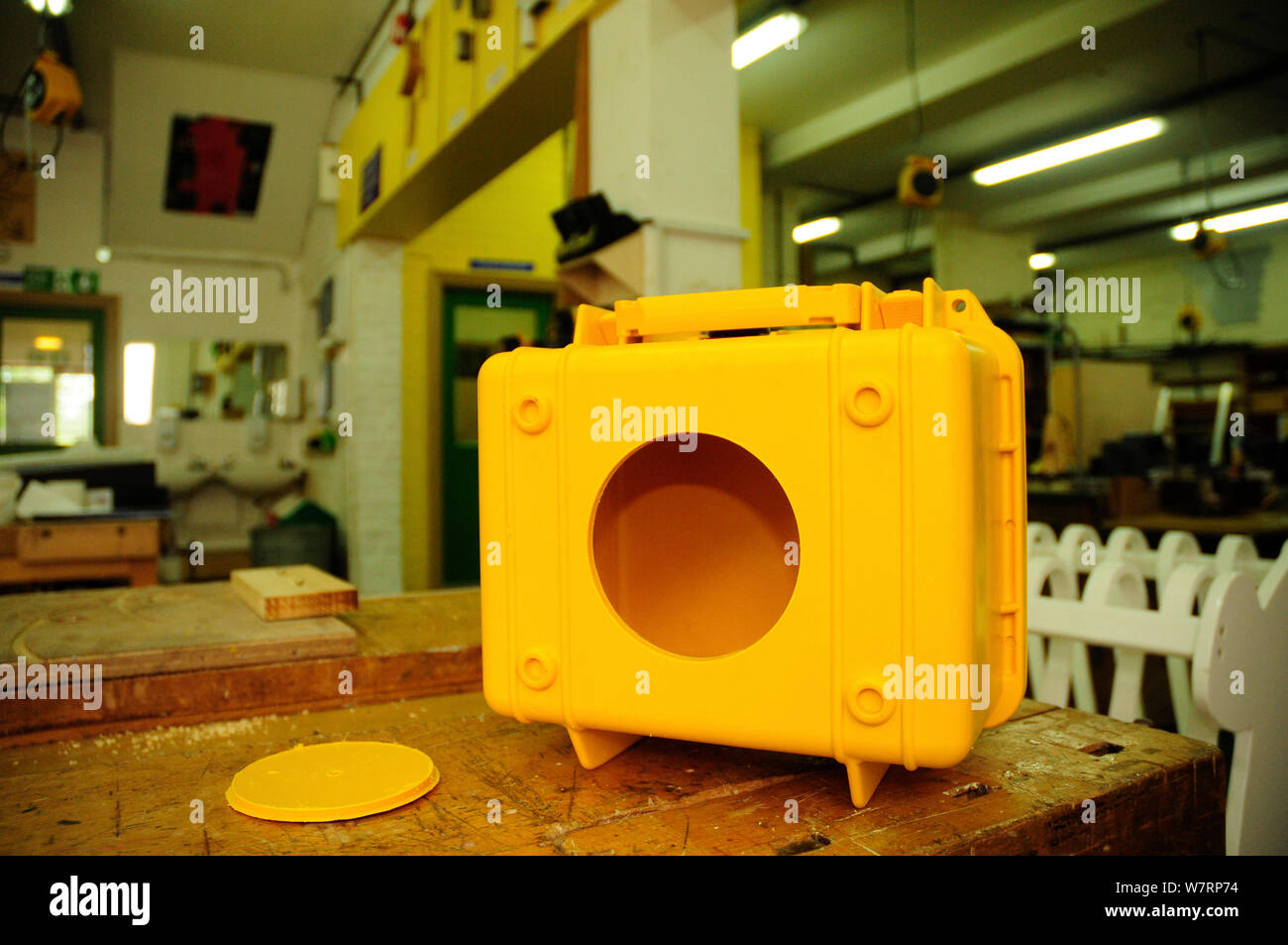Hole cut into box to create remote camera casing 'Bear box' used by ...