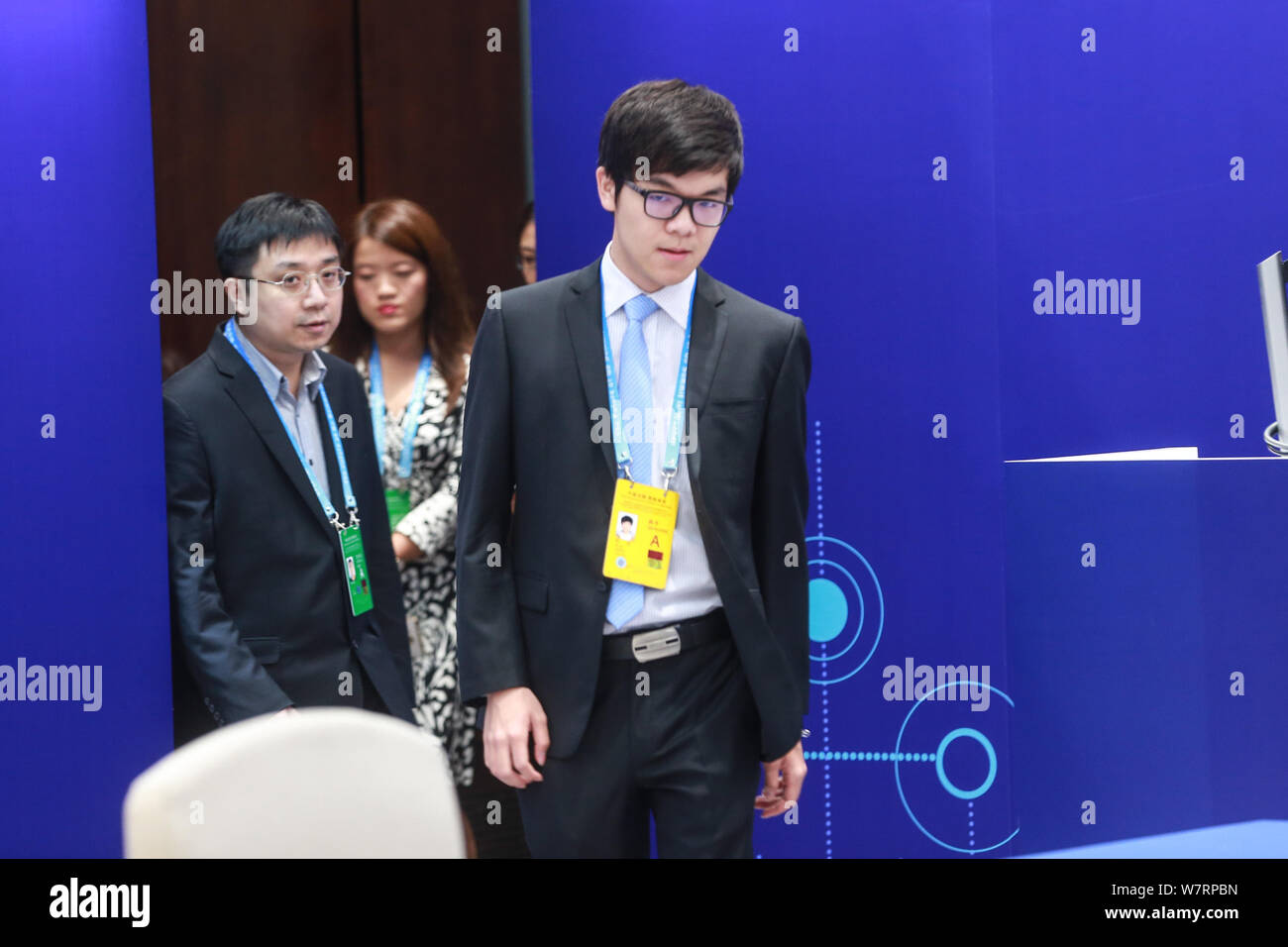 Chinese Go player Ke Jie, right, is pictured before the second game of ...