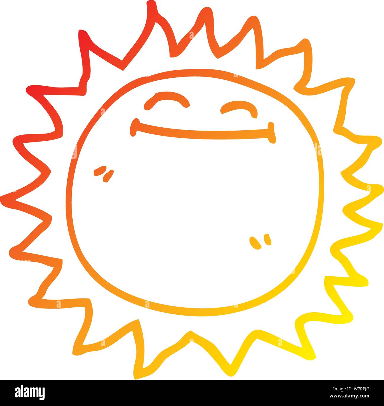 warm gradient line drawing of a cartoon shining sun Stock Vector Image ...