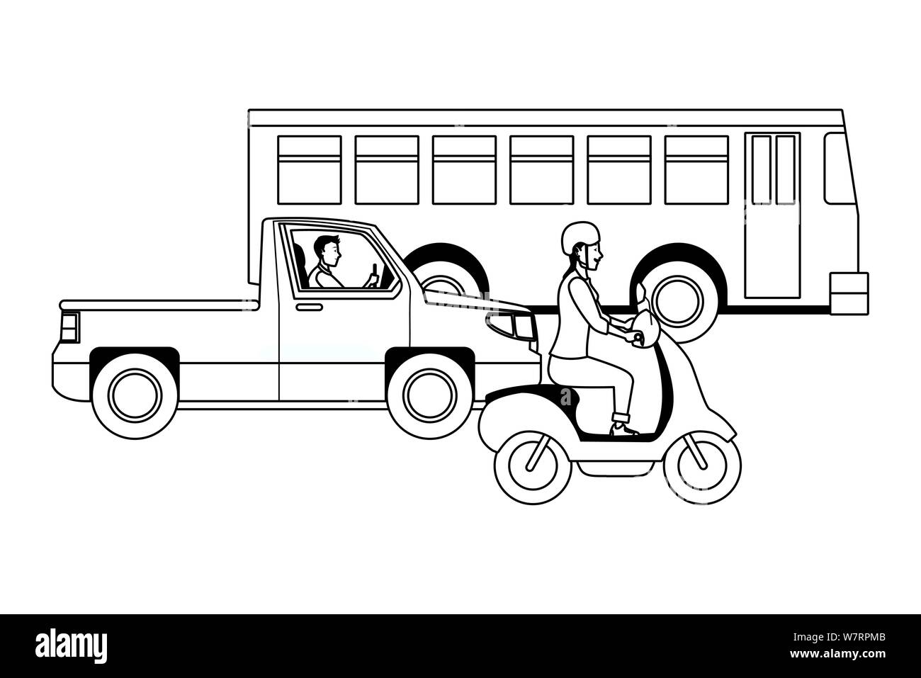 White black people ride bus Stock Vector Images - Alamy