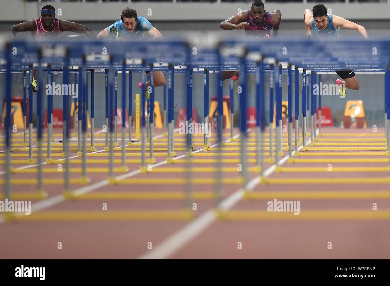 (From left) Omar McLeod of Jamaica, Sergey Shubenkov of Russia, Hansle ...