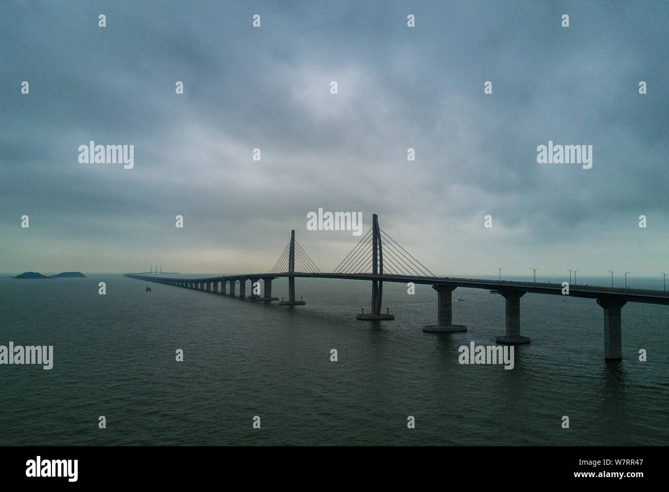 Aerial view of world's longest cross-sea bridge, the Hong Kong-Zhuhai ...