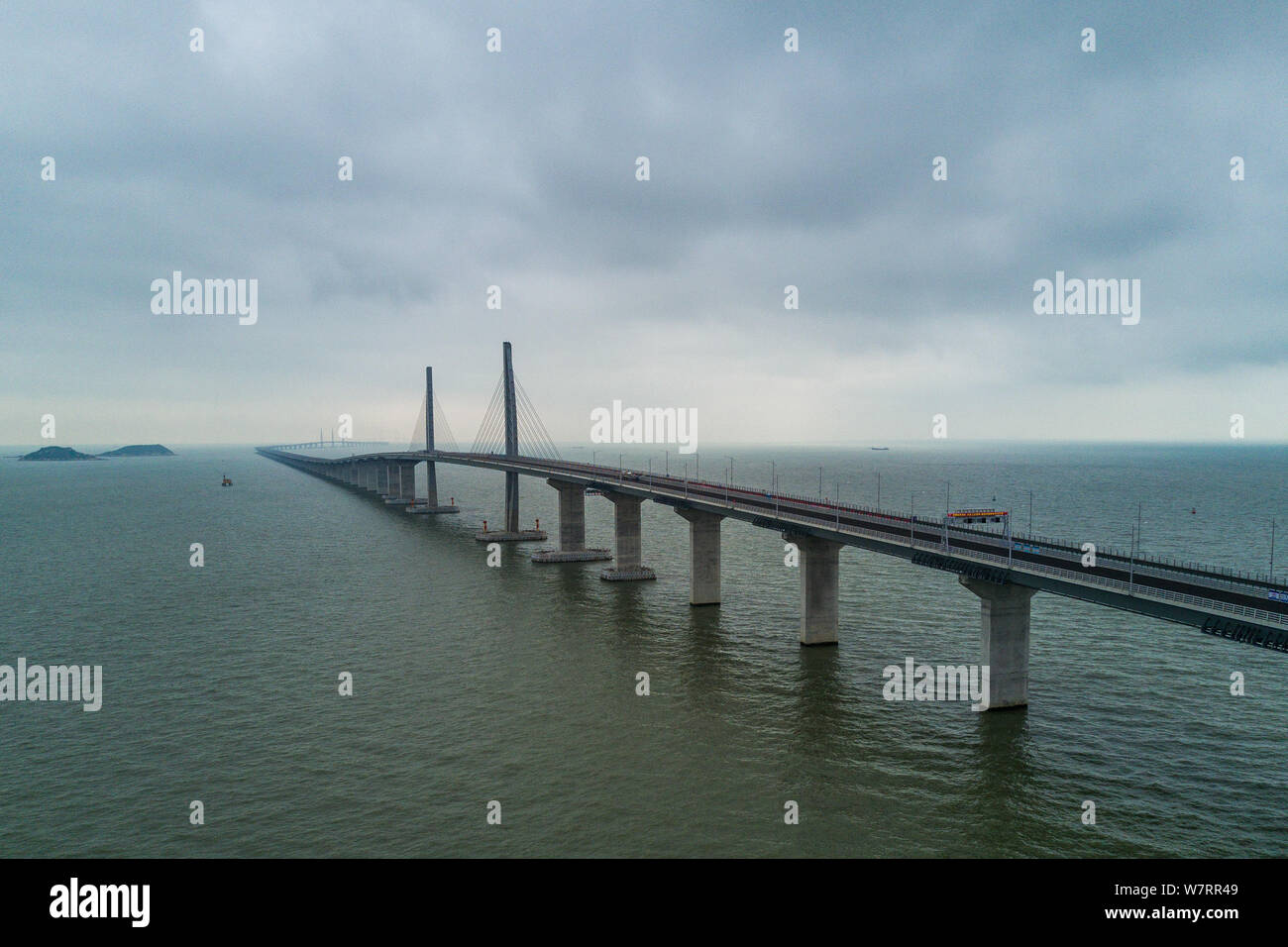 Aerial view of world's longest cross-sea bridge, the Hong Kong-Zhuhai ...