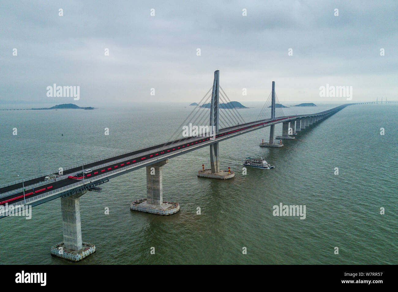 Aerial view of world's longest cross-sea bridge, the Hong Kong-Zhuhai ...