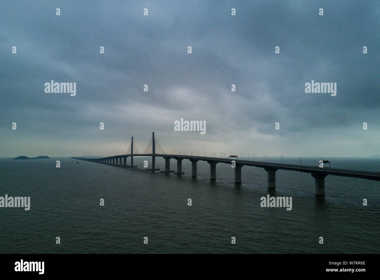 Aerial view of world's longest cross-sea bridge, the Hong Kong-Zhuhai ...