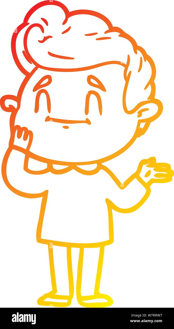 warm gradient line drawing of a happy cartoon man Stock Vector Image ...