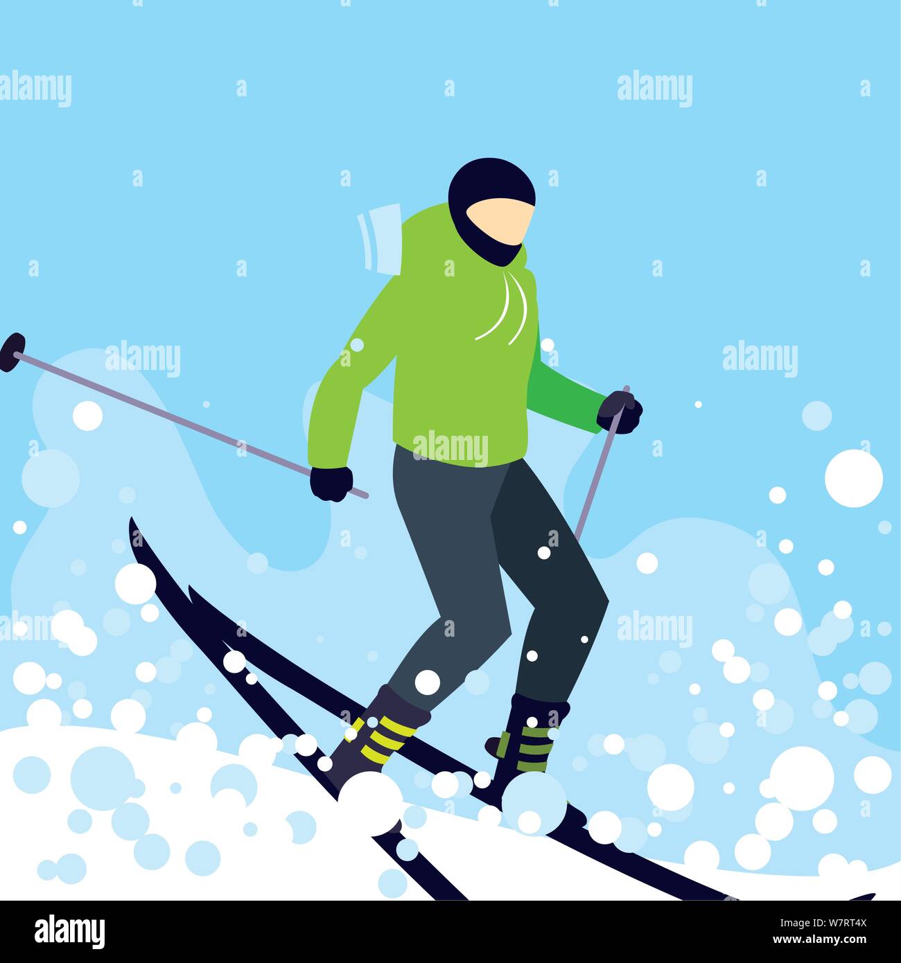 man skiing extreme sport and lifestyle vector illustration Stock Vector ...