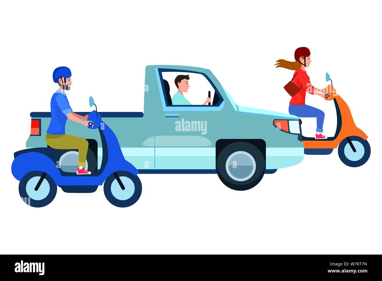 Vehicles and motorcycles with drivers riding Stock Vector Image & Art ...