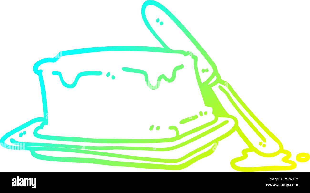 cold gradient line drawing of a cartoon butter and knife Stock Vector ...