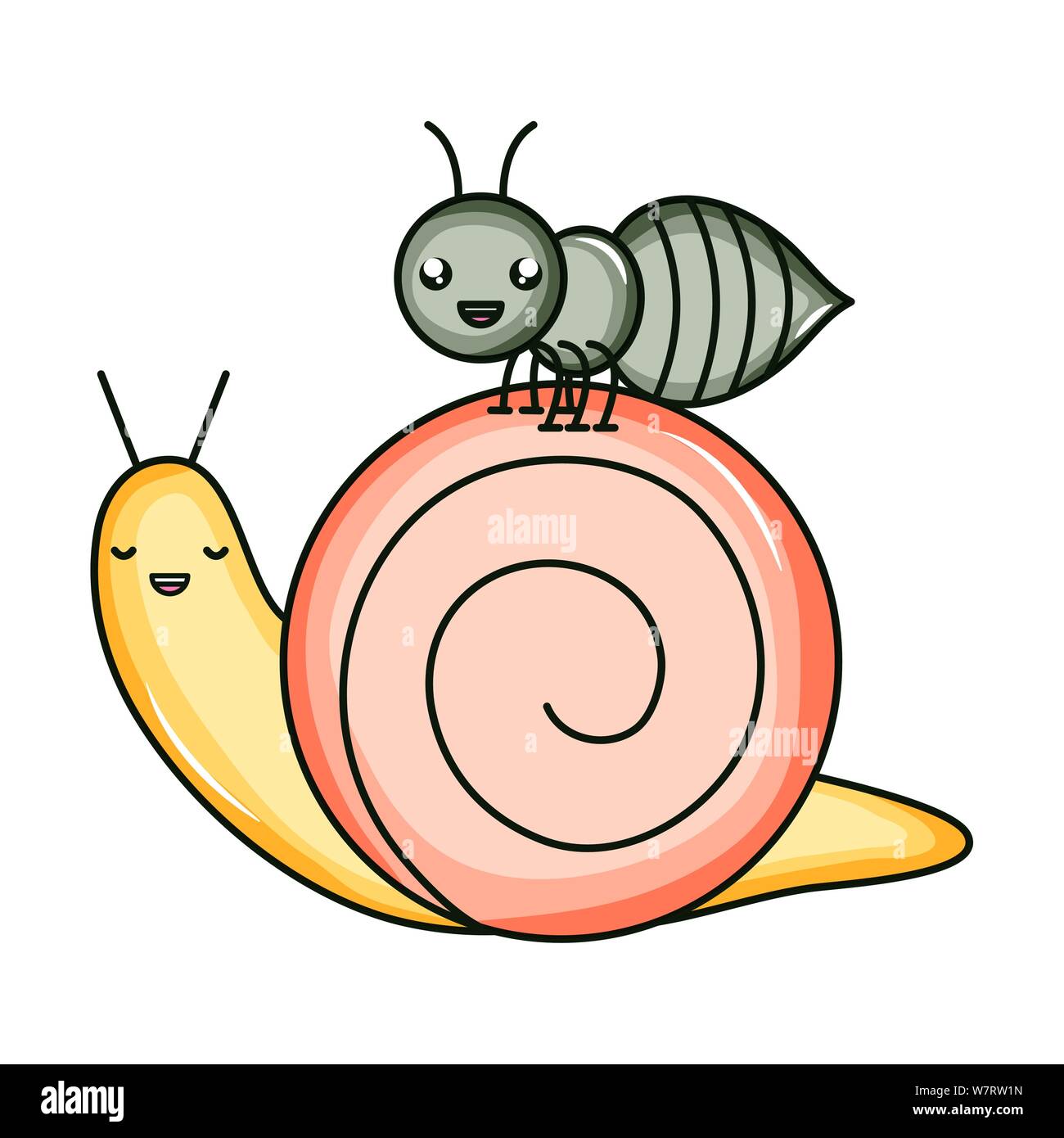 cute ant insect and snail kawaii characters vector illustration design ...