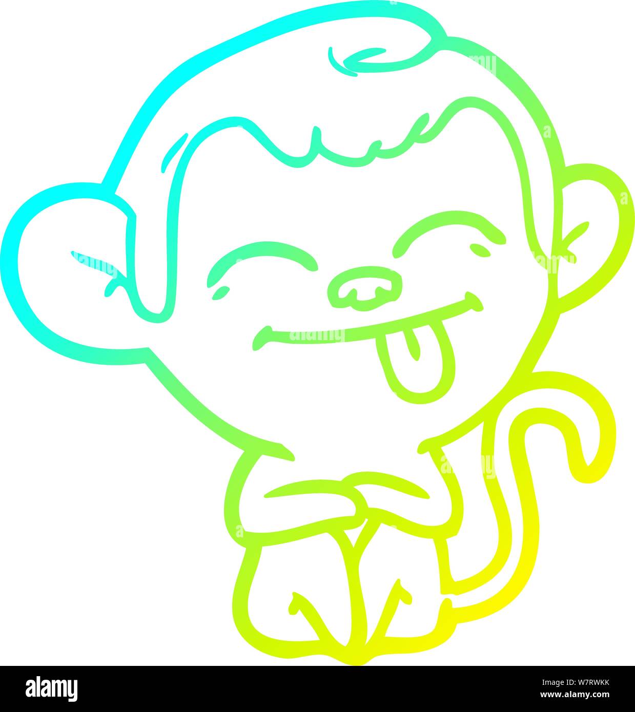 cold gradient line drawing of a funny cartoon monkey Stock Vector Image ...