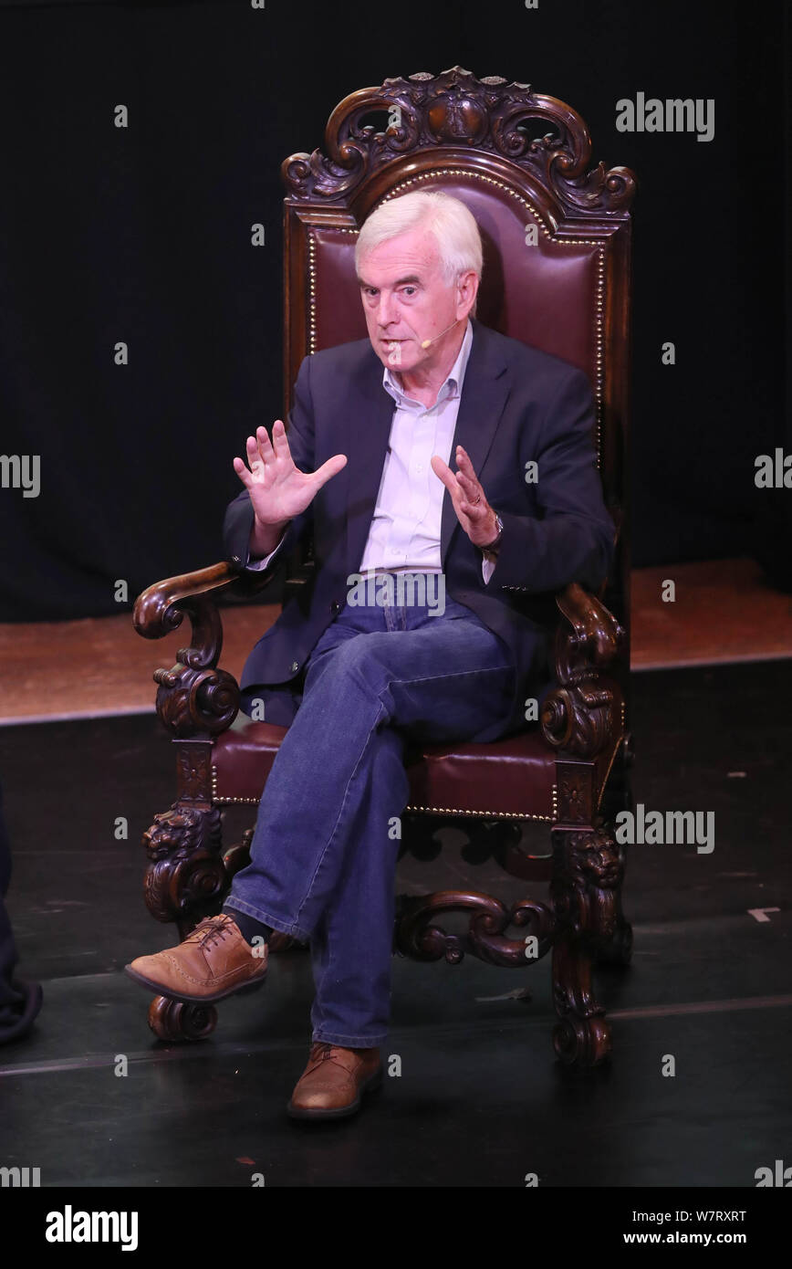 Shadow chancellor John McDonnell during an interview with journalist ...