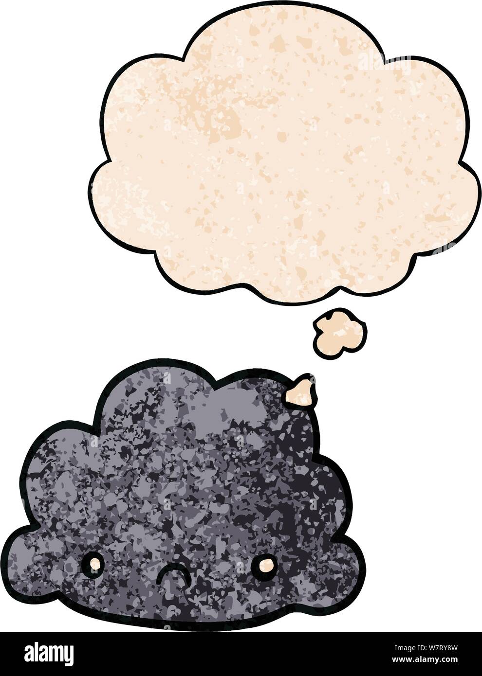 cartoon cloud with thought bubble in grunge texture style Stock Vector ...