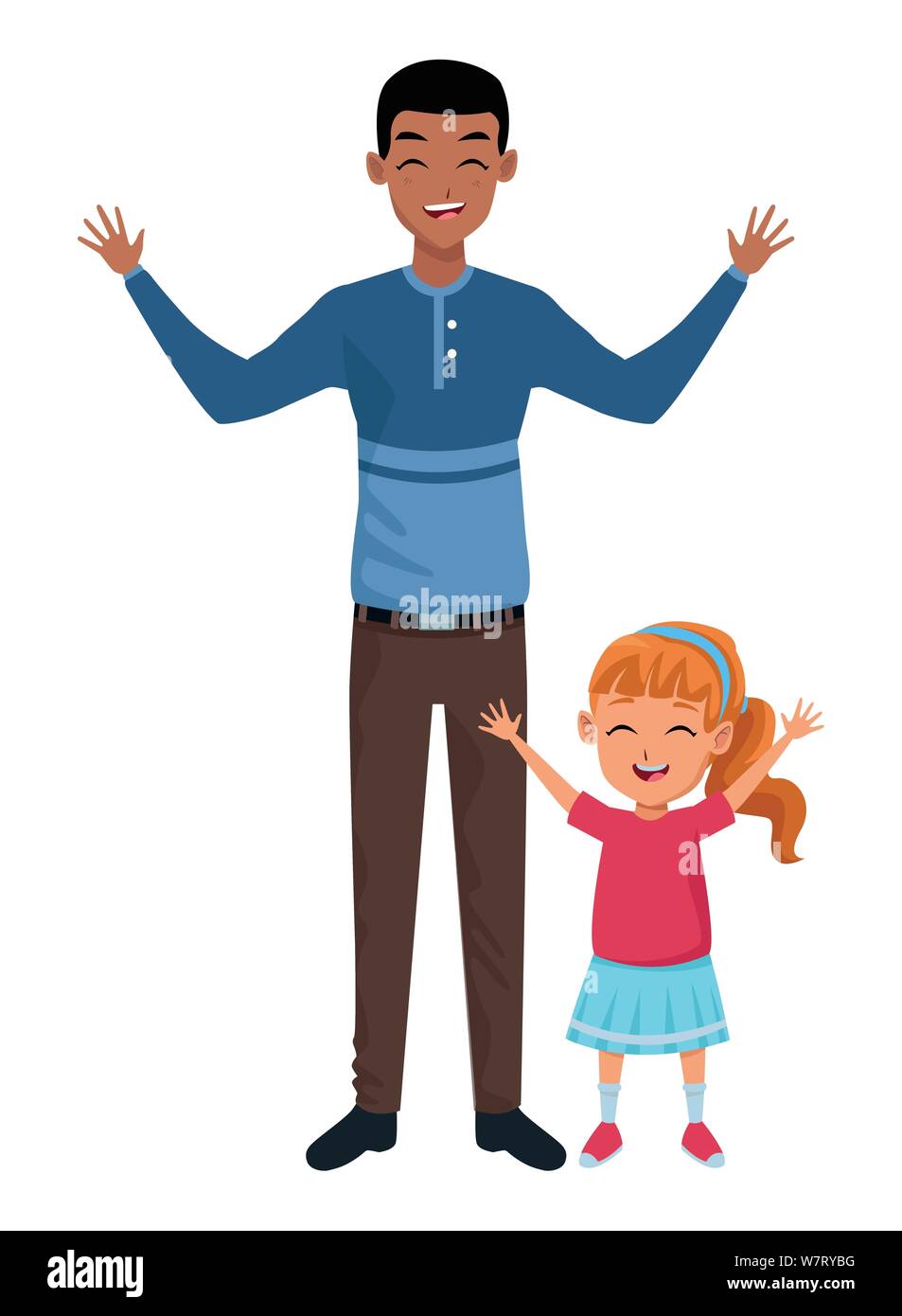 Family single father with little daughter cartoon Stock Vector Image ...