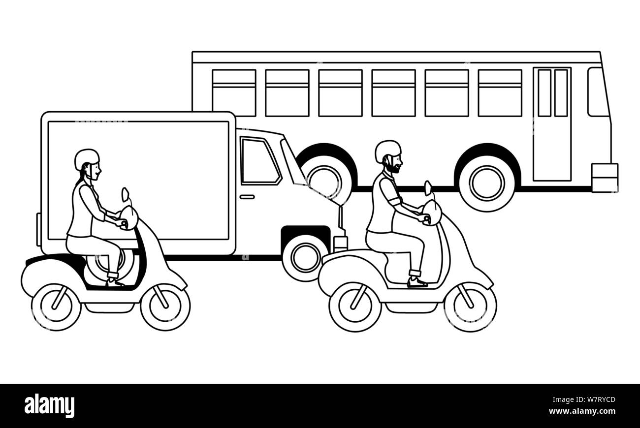 White black people ride bus Stock Vector Images - Alamy