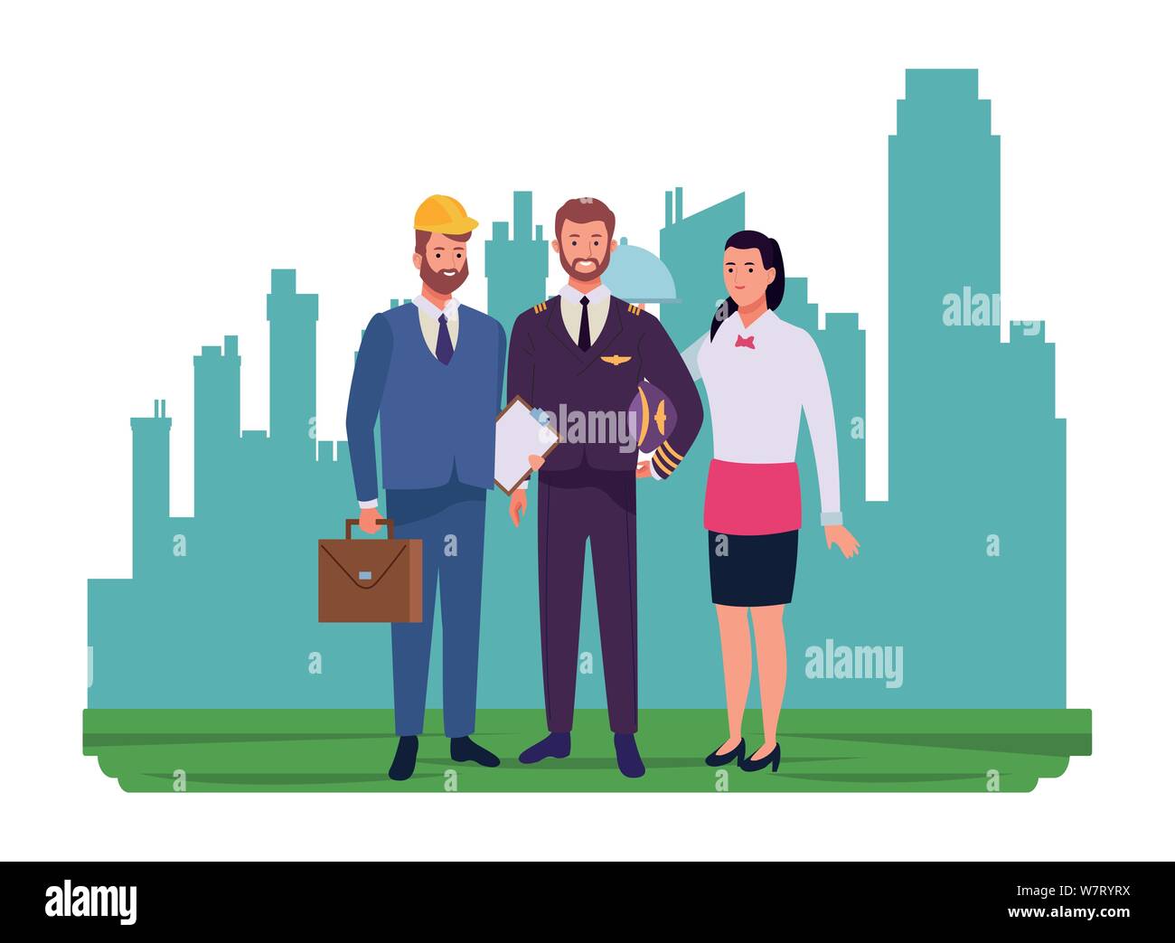 Professionals workers characters smiling cartoons Stock Vector Image ...