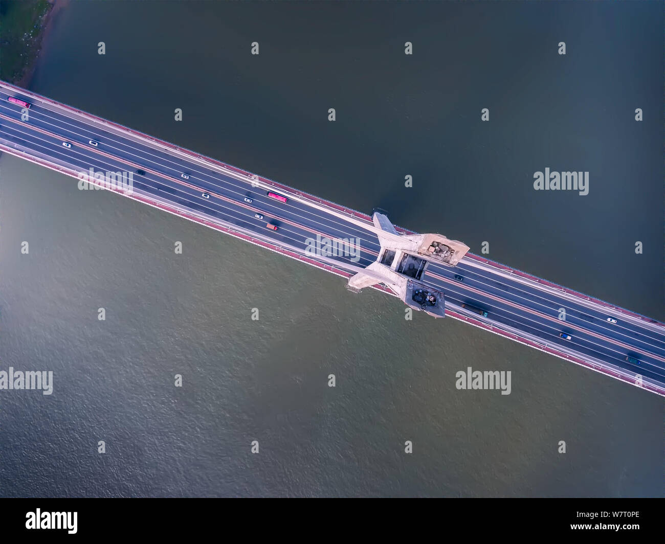 Aerial view of the Second Nanjing Yangtze Bridge, ranking first as a ...