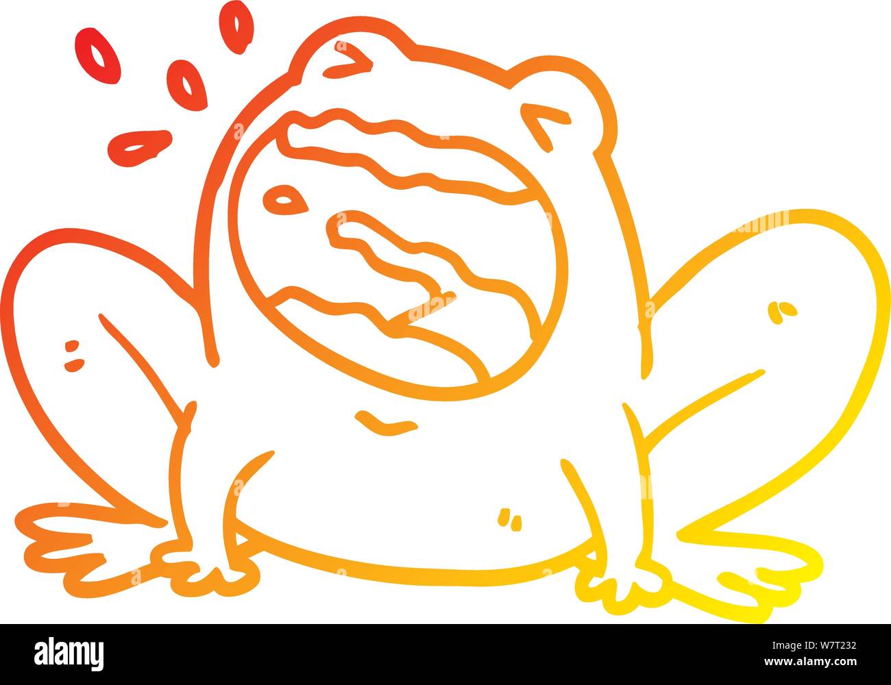 warm gradient line drawing of a cartoon frog shouting Stock Vector ...