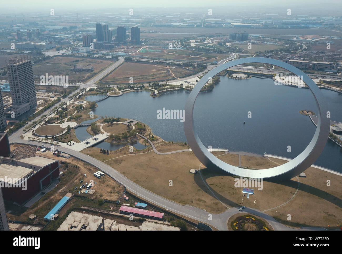 Aerial view of a gigantic steel loop dubbed the "Ring of Life" in ...