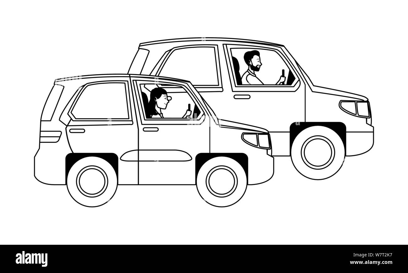 Driving an suv Black and White Stock Photos & Images - Alamy