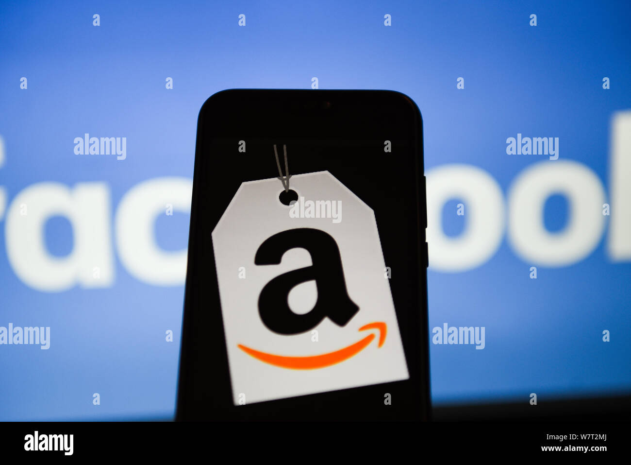 Poland. 7th Aug, 2019. In this photo illustration an Amazon logo seen ...