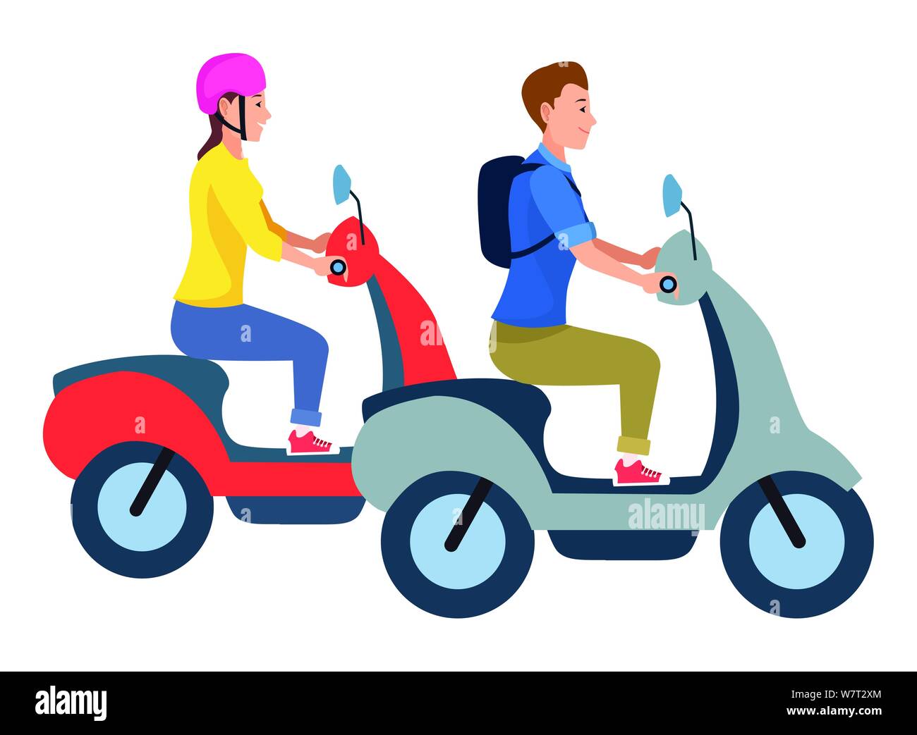 People riding scooters motorcycles cartoon Stock Vector Image & Art - Alamy