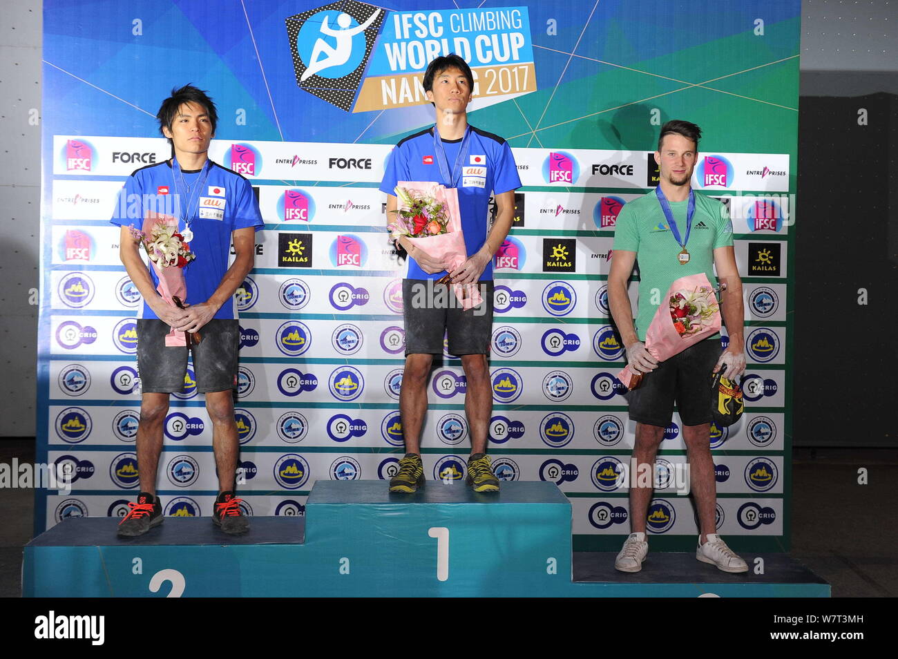 (From left) First runner-up Tomoa Narasaki of Japan, winner Keita ...