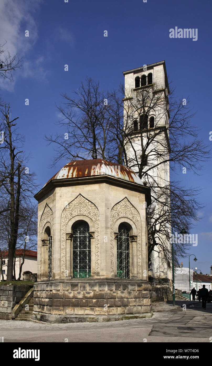 Ottoman tomb and Church of St. Antun – clock tower (Sahat kula) in ...