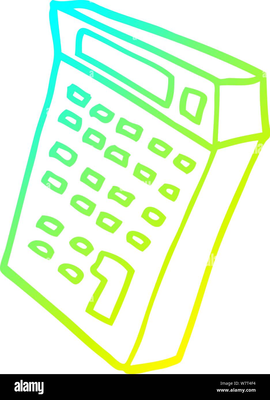 cold gradient line drawing of a cartoon calculator Stock Vector Image ...