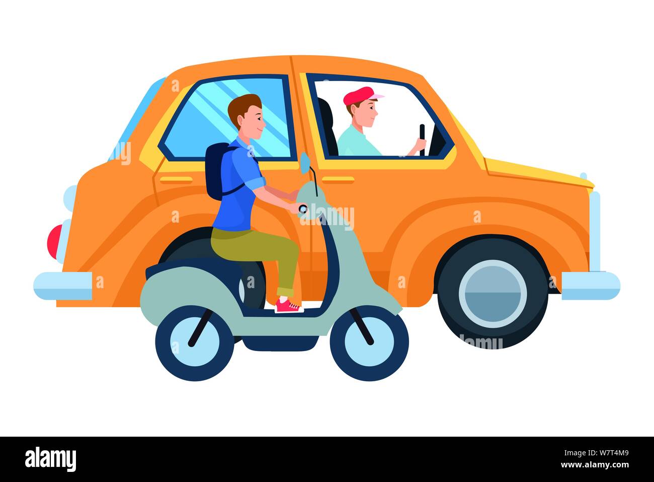 Vehicle and motorcycle with drivers riding Stock Vector Image & Art - Alamy