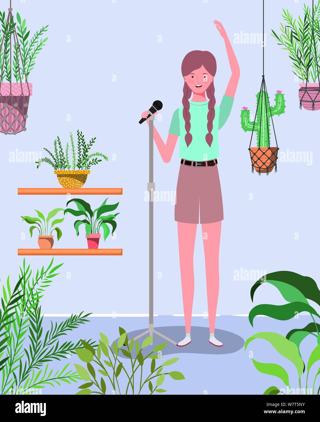 woman singing with microphone character Stock Vector Image & Art - Alamy