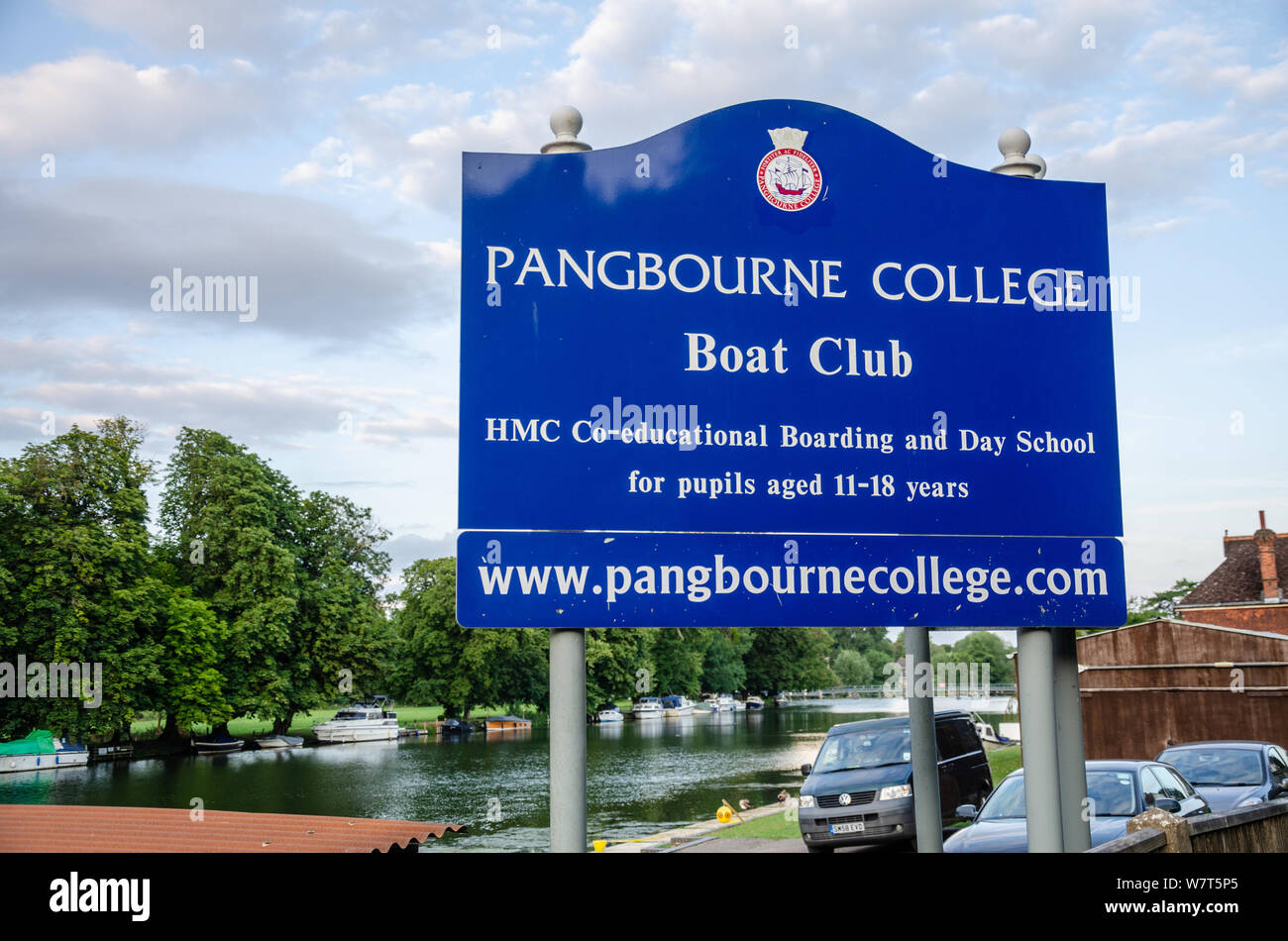 A sign at Pangbourne College Boat Club situated on The River Thames at ...