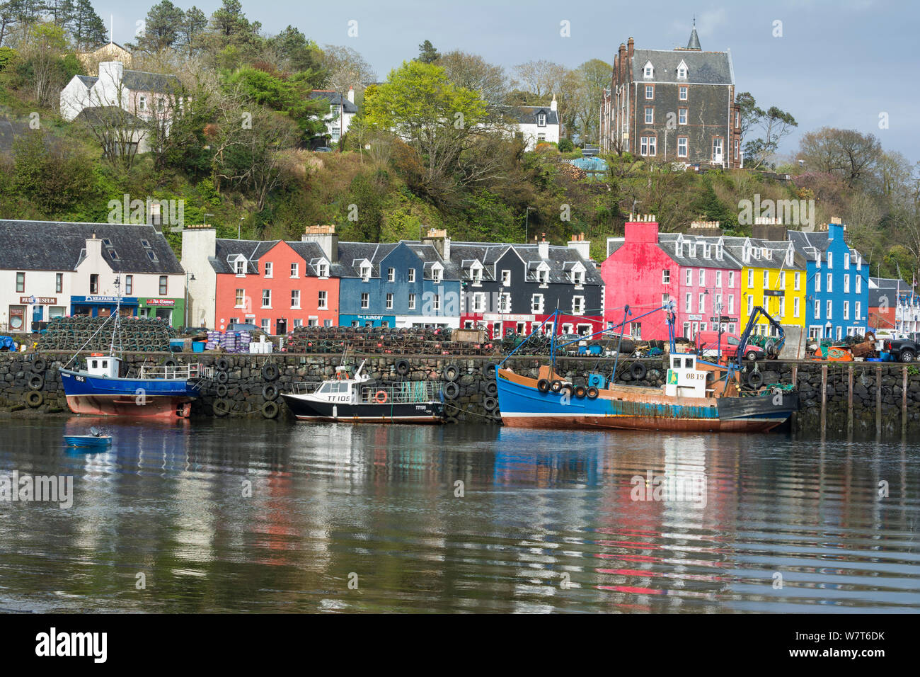 View of the harbour at Tobermory, Isle of Mull, Scotland, UK, May 2013 ...