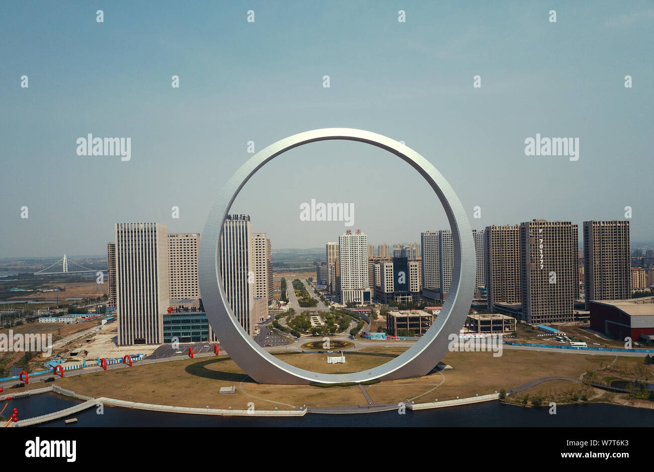 Aerial view of a gigantic steel loop dubbed the "Ring of Life" in ...