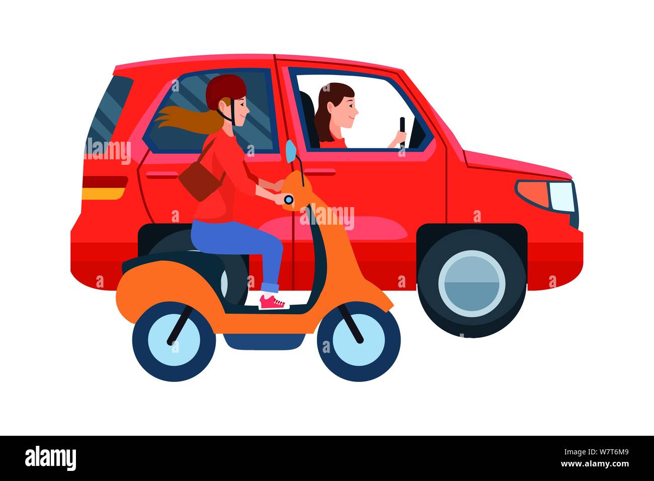 Vehicle and motorcycle with drivers riding Stock Vector Image & Art - Alamy