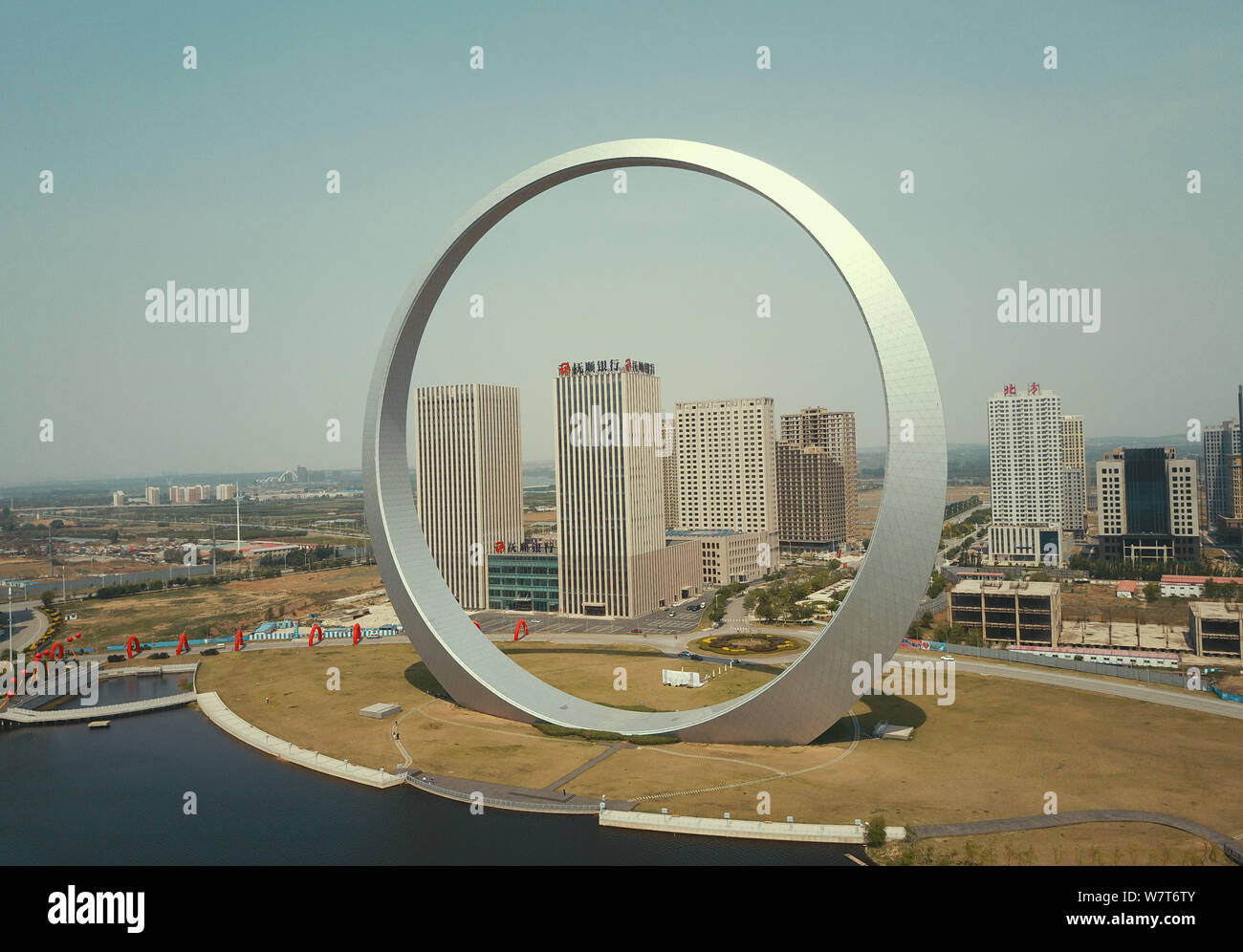 Aerial view of a gigantic steel loop dubbed the "Ring of Life" in ...