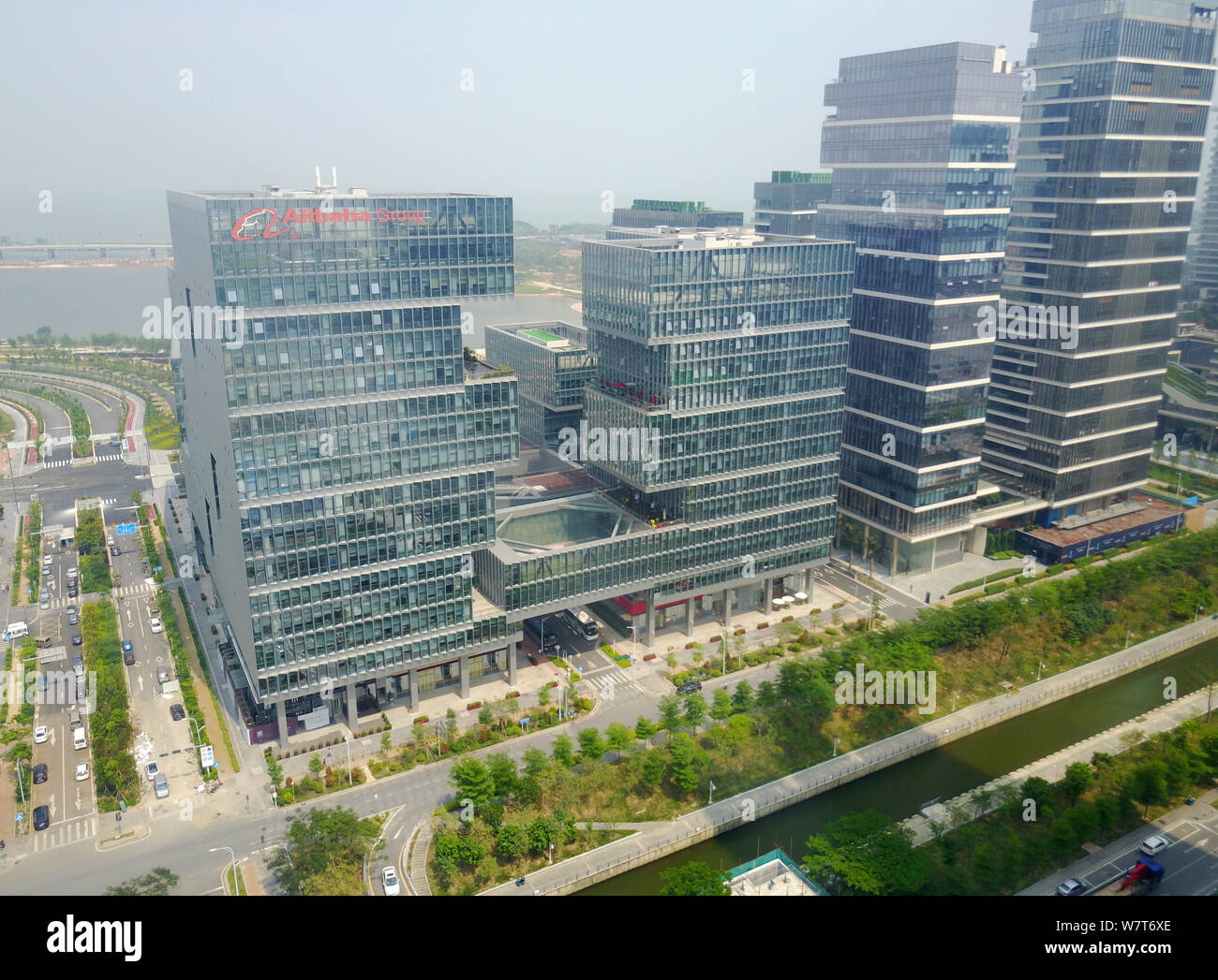 --FILE--A logo of Alibaba Group is pictured on the rooftop of an office ...