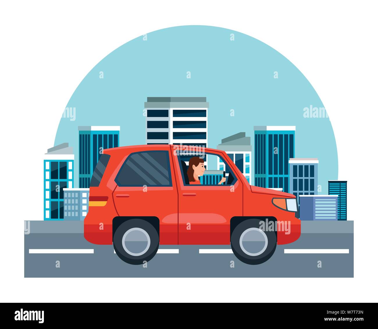 Woman driving SUV vehicle sideview cartoon Stock Vector Image & Art - Alamy