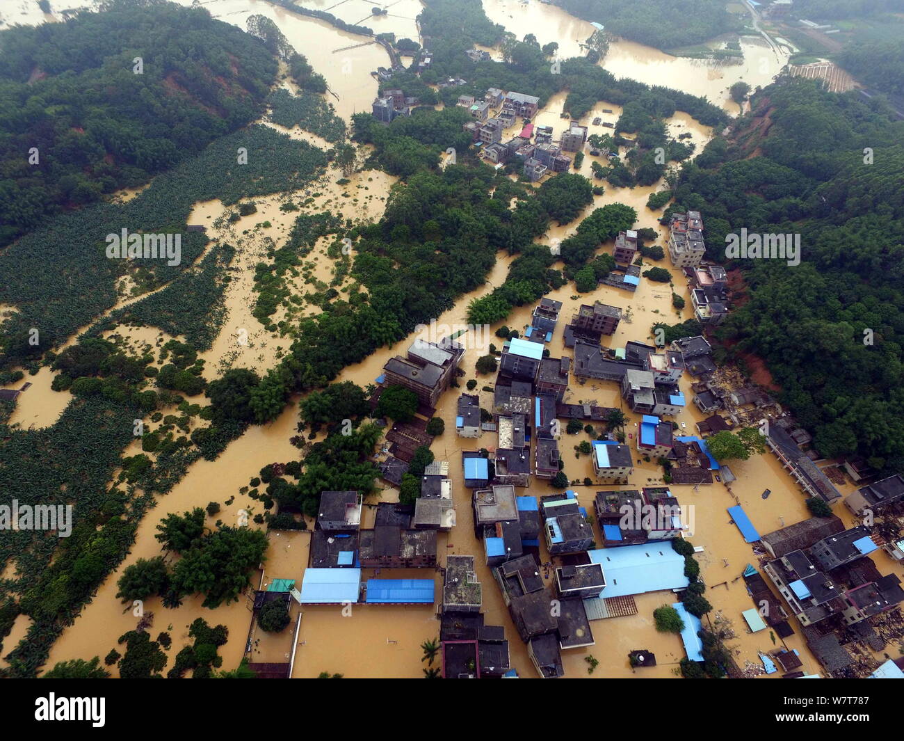 Aerial view of flooded areas caused by heavy rainstorms in Guangzhou ...