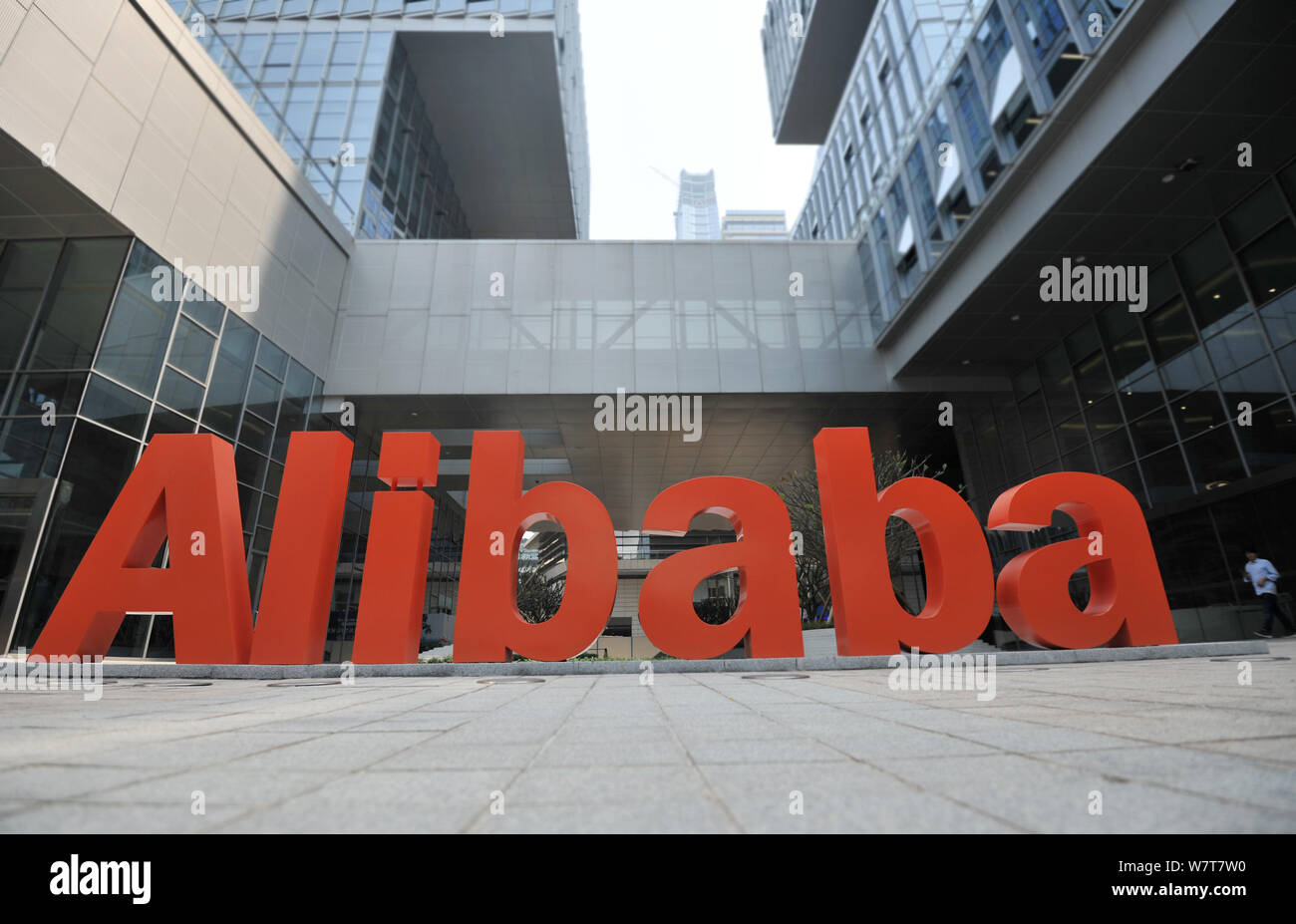 --FILE--A logo of Alibaba Group is pictured at an office building in ...