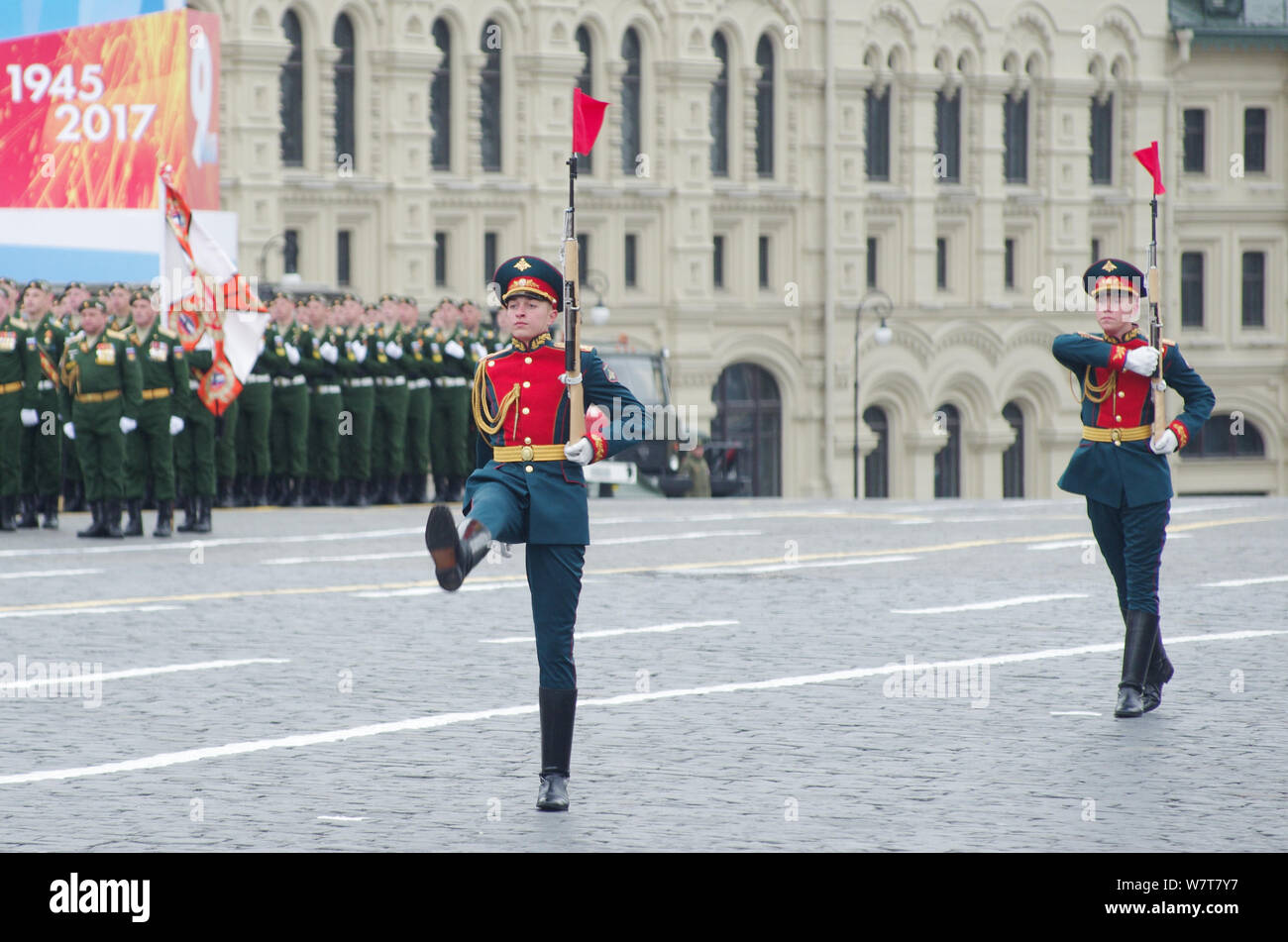 Soldiers march during the Victory Day military parade to mark the 72nd ...